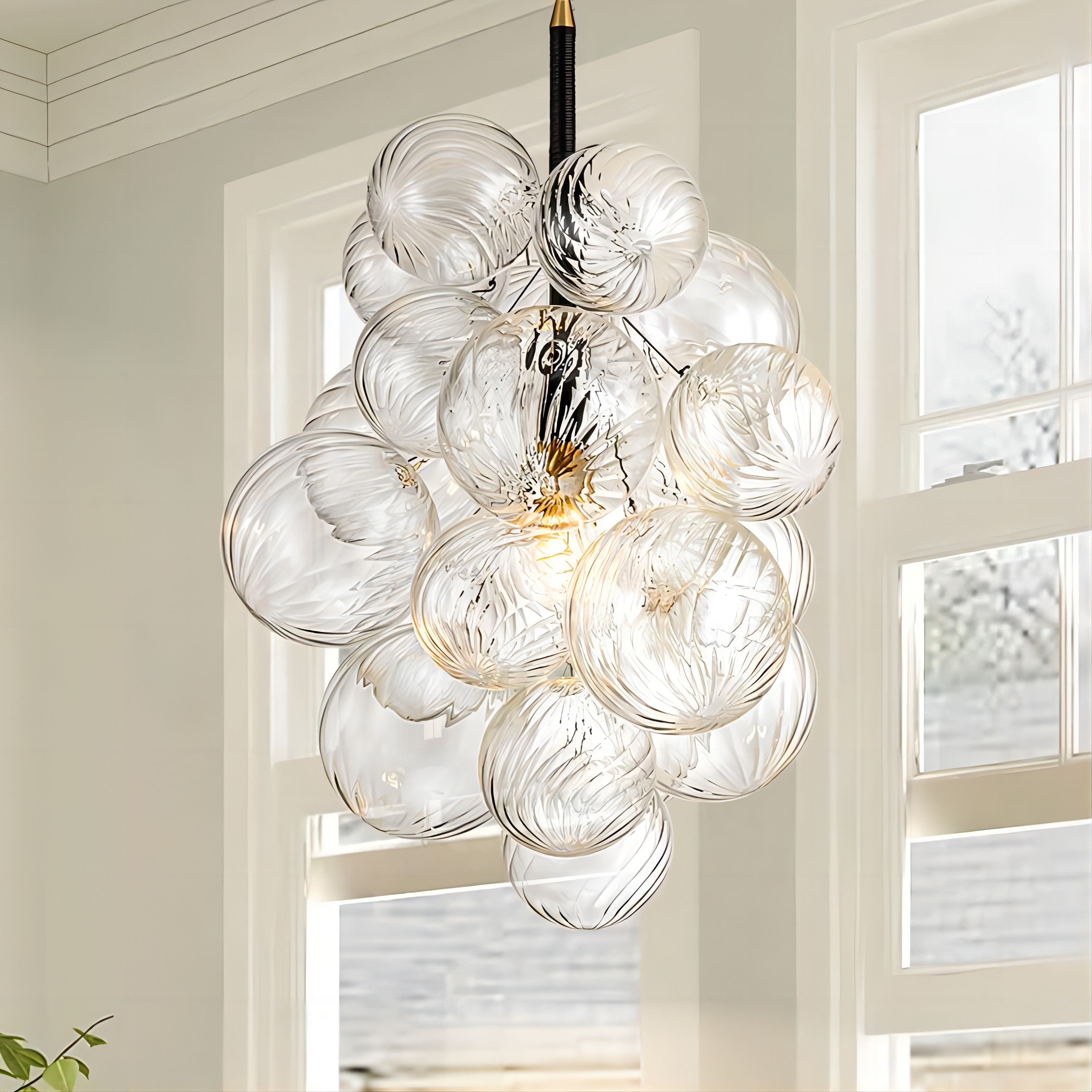 19-Light Modern Large Round Cluster Glass Bubble Chandelier Sputnik ...