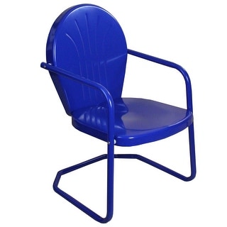 34-Inch Retro Tulip Outdoor Armchair in Blue - All-Weather Resistant ...