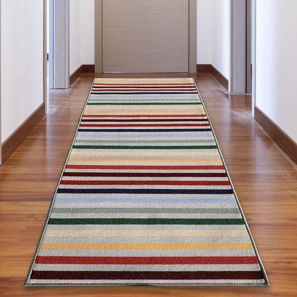Custom Size Rainbow Design Multicolor Rubber Backed Non-Slip Hallway ...