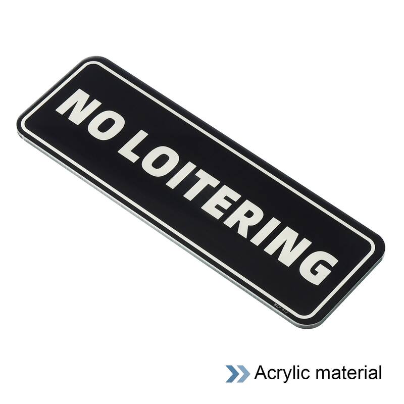 No Loitering Sign Acrylic 9"x3" Self Adhesive Door Sign Sticker Symbol ...