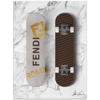 "Fendi Wheels" Frameless Free Floating Tempered Glass Panel Graphic ...