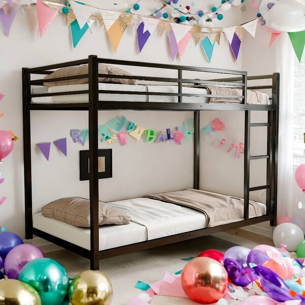 Twin over Full Metal Bunk Bed,Ladder design on both sides,Sturdy ...