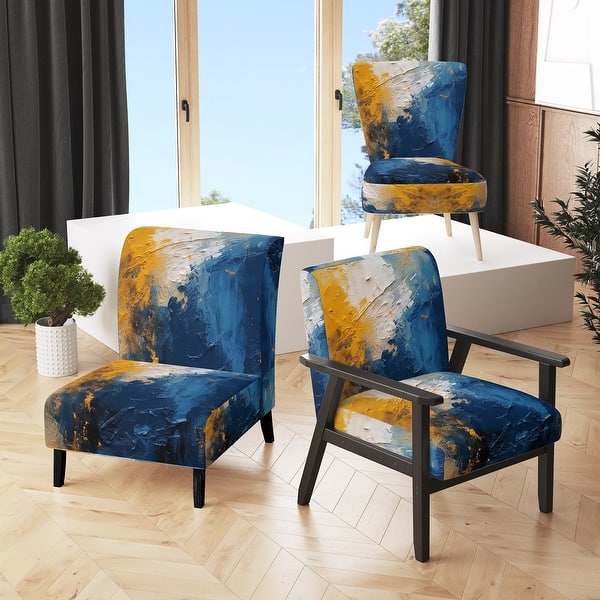 Designart "Blue and Yellow Intuitive Expressions I" Upholstered ...