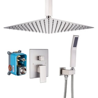 Rainlex 12 Inch Brush Nickel Ceiling-Mounted Shower System - Bed Bath & Beyond - 37541792
