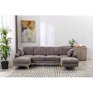 U-Shaped Sectional Sofa Upholstered Lounge Couch, Washable Covers - Bed ...