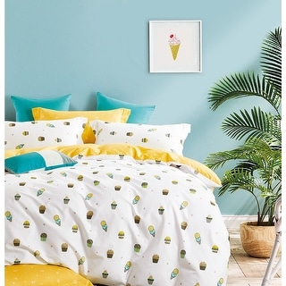 Maylee Pure Cotton Fun Printed Reversible Duvet Cover with Pillowcase ...
