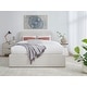 Off-White Upholstered Platform Bed in Ricotta Boucle - Bed Bath ...