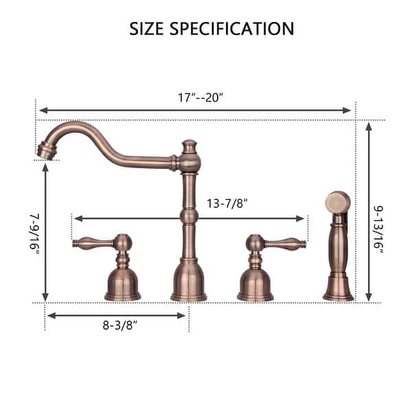 Two-Handles Widespread Kitchen Faucet with Side Sprayer - Bed Bath ...