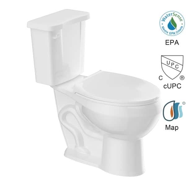 White Porcelain Corner 1.28GPF Two-Piece Siphonic Flush Elongated ...