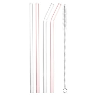 Reusable Straws Glass Straw, 4Pcs Straw with Cleaning Brush ...