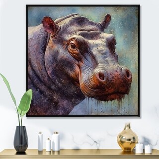 Designart "Hippo Portrait" Hippopotamus Framed Wall Decor - Bed Bath ...
