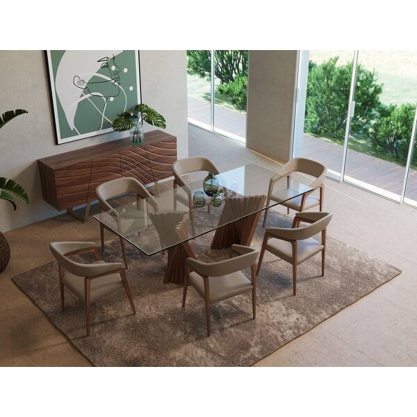 Modrest Corbin Mid-Century Walnut & Glass Dining Table - Bed Bath ...