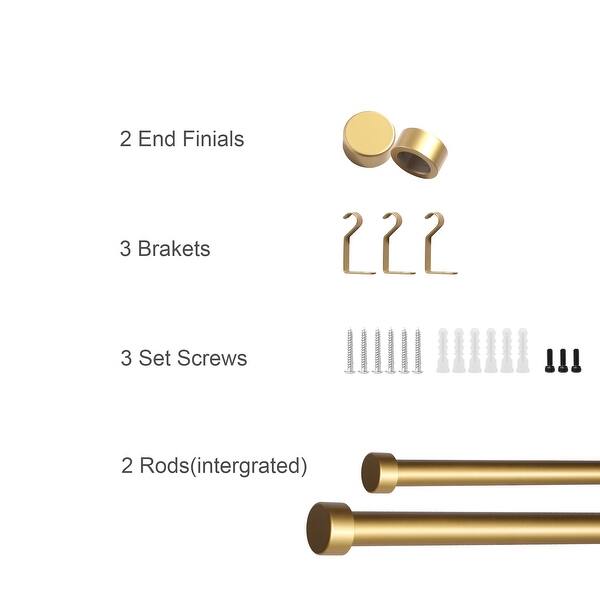 Gold Drapery Window Curtain Rod with End Cap Finials - Bed Bath ...