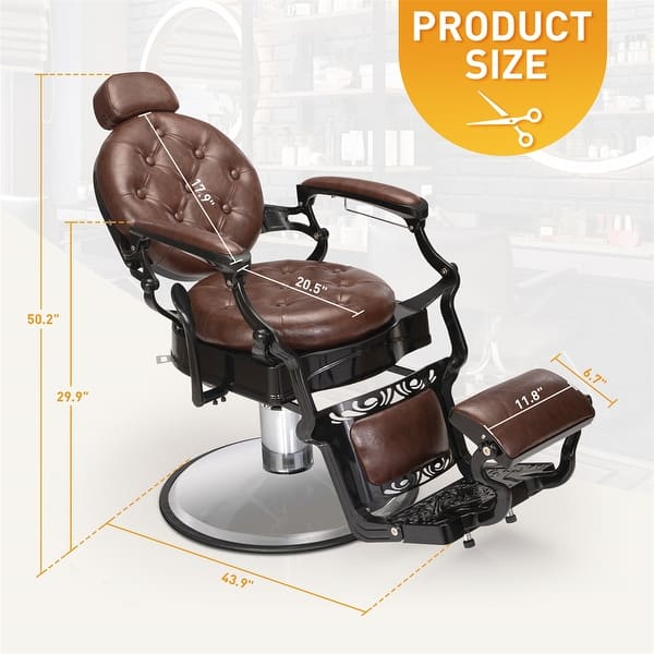 Retro Leather Haircut Chair with Adjustable Pedal - N/A - Bed Bath ...