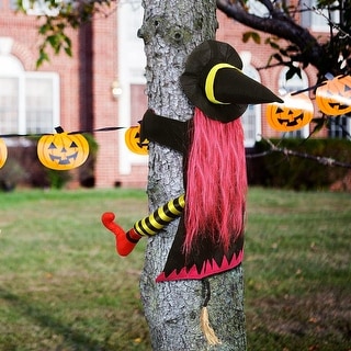 Crashing Witch into Tree Halloween Decoration Flying Witch into Tree ...