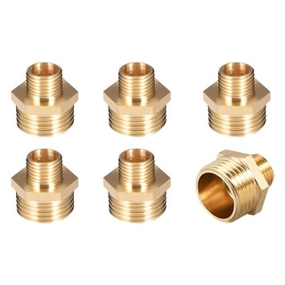 Brass Pipe Fitting Reducing Hex Nipple 1/4"x 1/2" G Male Pipe Brass ...