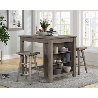 Hartford 36" Tall Storage Gathering End Table with 4 Legs in Gray - Bed ...