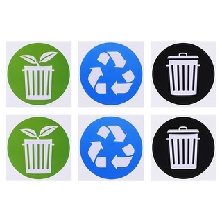 Recycle Trash Sticker, 6 Pack 4 Inch Self-Adhesive Garbage Can Bin ...