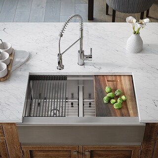 406-LEDGE-ENS Double Bowl Stainless Steel Apron Workstation Sink ...