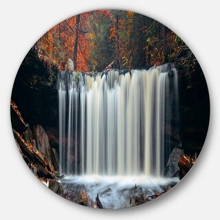 Designart 'Autumn Waterfall with Colorful Foliage' Modern Landscape ...