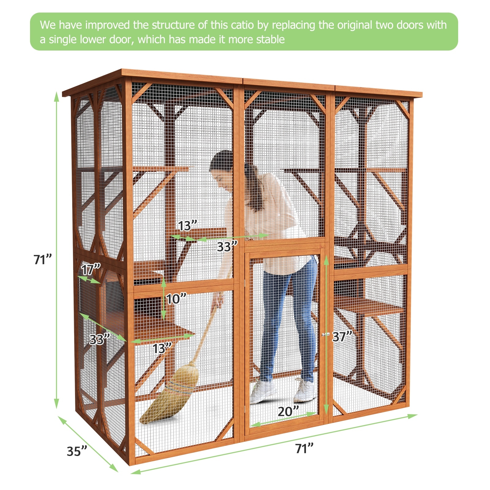 Aivituvin Air37 Walk In Extra Large Outdoor Cat Enclosure Connected To