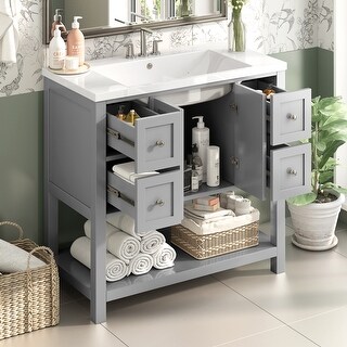 36'' Bathroom Vanity with Undermount Sink,with 4 Drawers& Soft Closing ...