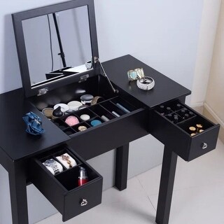 Vanity Table WIth Mirror,Inside Storage,Black - Bed Bath & Beyond ...