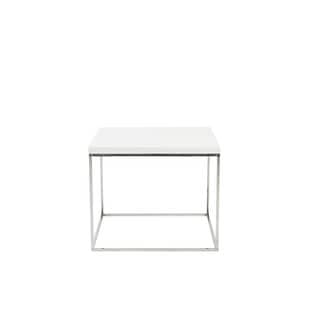 Modern White Gloss and Chrome Cube Side Table - Bed Bath & Beyond ...
