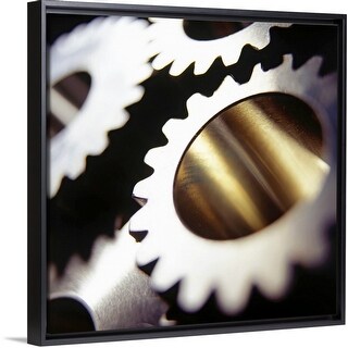 "Cogs, (Close-up)" Black Float Frame Canvas Art - Bed Bath & Beyond ...