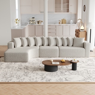 Chenille Sectional Sofa Set, Modern Cloud-Shaped Curved Sofa, Includes ...
