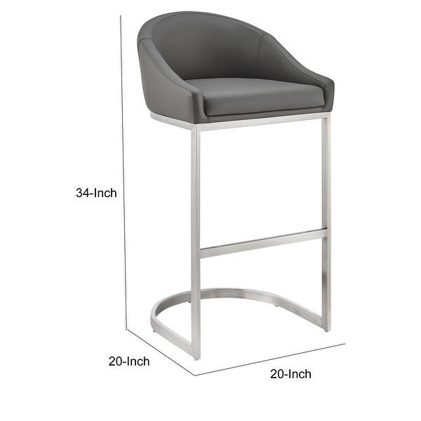 Lina 24 Inch Counter Stool Chair, Metal Cantilever Base, Gray Faux ...