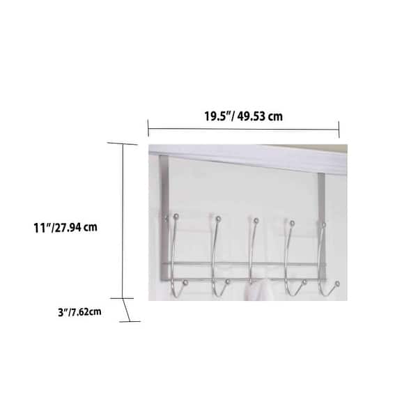 Home Basics Chrome Steel 5-hook Over The Door Hanging Rack - Bed Bath ...