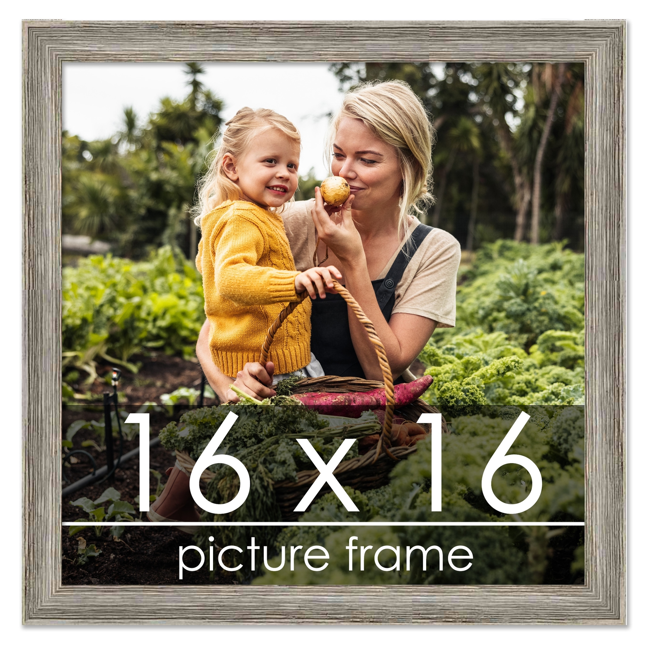 22x22 Distressed/Aged Contrast Grey Wood Picture Square Frame - Picture ...