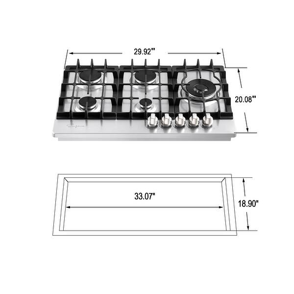 30" Built-in 5 Burners Stainless Steel Gas Cooktop - LPG Convertible ...