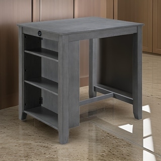 Ham 36 Inch Counter Height Small Dining Table with Shelves, USB Port ...