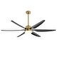 66-in Black and Gold Indoor LED Ceiling Fan with Light Remote (6-Blade) - Bed Bath & Beyond ...