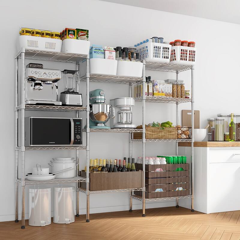 62.9''W Adjustable Storage Shelves NSF Wire Shelving Unit Multiple rows ...