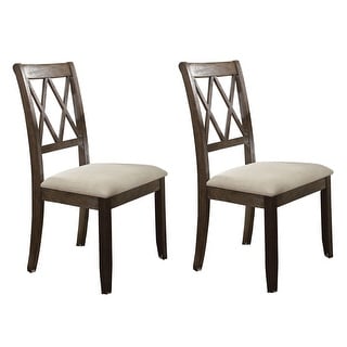 Set of 2 Wood Rustic Cross Back Dining Room Chairs Beige/Brown - Bed ...
