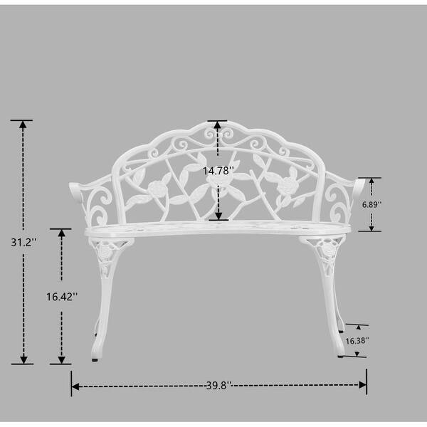 Patio Outdoor Bench White Cast-Aluminum Garden Benches Metal - Bed Bath ...