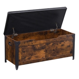 Storage Chest, Wooden Storage Trunk with 2 Safety Hinges, Sturdy ...