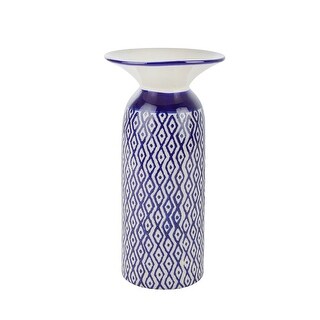 Ceramic Diamond Pattern Vase, Blue/White - Bed Bath & Beyond - 19206456