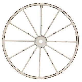 Shabby Chic White Metal Wagon Wheel - 15.75" in diameter by .25" deep ...