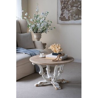 Round Coffee Table Accent Center Table Display Table w/ Scrollwork Leg ...