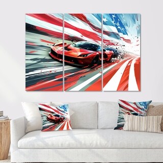Designart "American Sports Car at the race track I" Race Tracks Metal ...