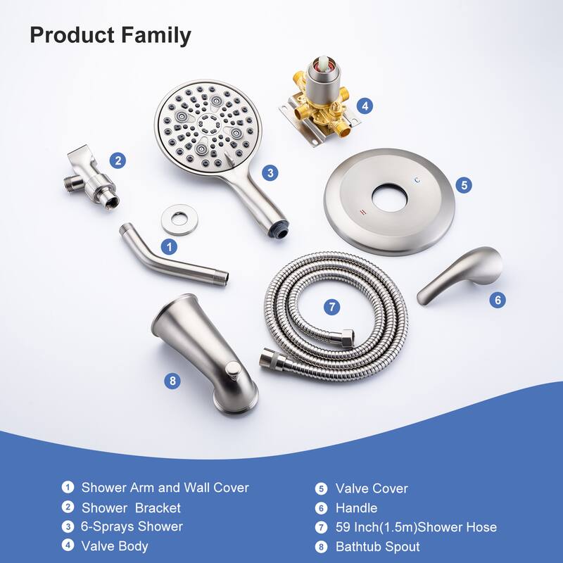 Rainlex Wall-Mounted Shower System, Rainfall Shower Head, Brush Nickel - Overstock - 37541873