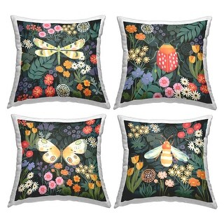 Stupell Various Insects with Flowers Design by Levison Design (Set of 4 ...