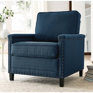 Hermitage Blue Fabric Upholstered Arm Chair with Nailhead Trim - Bed ...