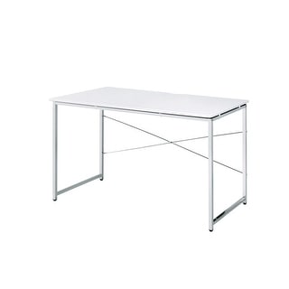 White Chrome Home Office Computer Wooden Top Desk - Bed Bath & Beyond ...