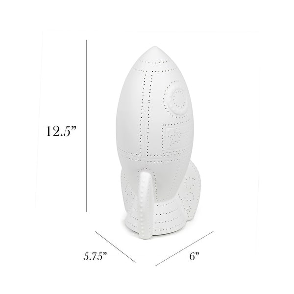 Simple Designs Porcelain Rocketship Table Lamp - 6"L X 5.75"W X 12.5"H ...