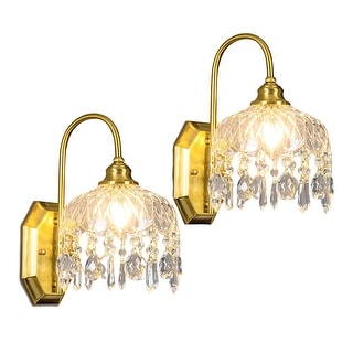 2-Pack wall lights gold sconce lights glass, metal, crystal hallway ...